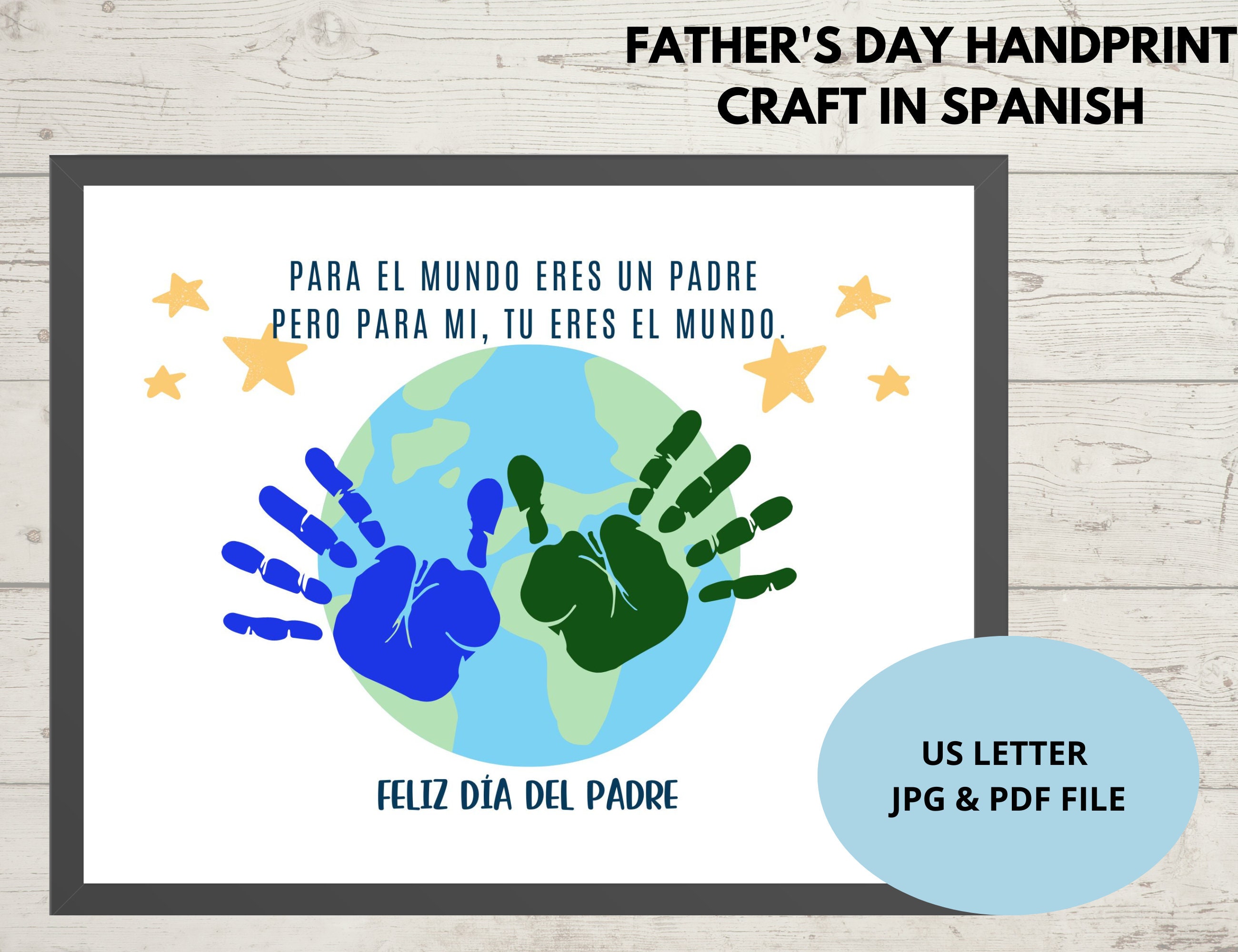Dia del padre arte de huella de mano, regalo para papa en espanol ...