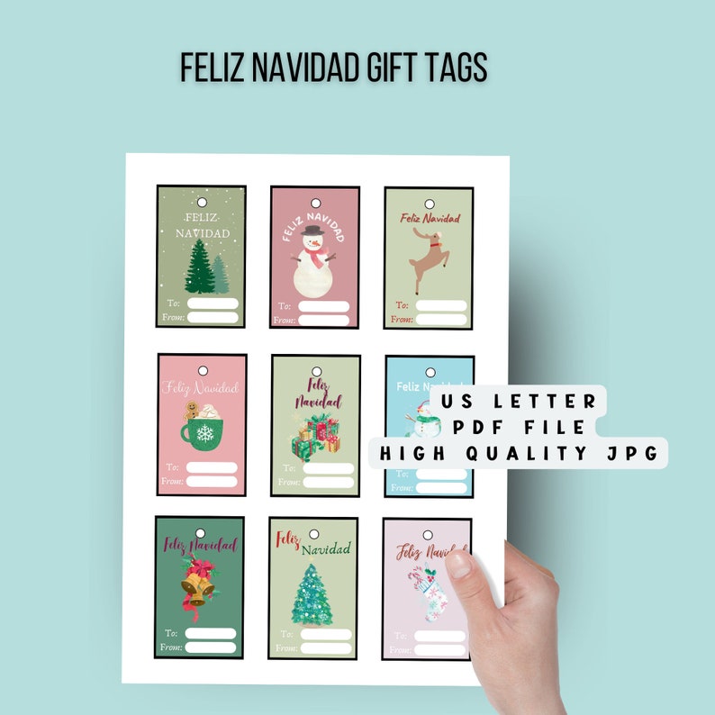 Printable Gift Tags Feliz Navidad, Merry Christmas Printable Gift Tags ...