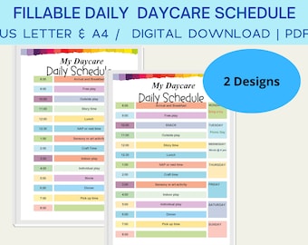 Editable Daycare Schedule Template, Preschool Daily Schedule, Daily ...
