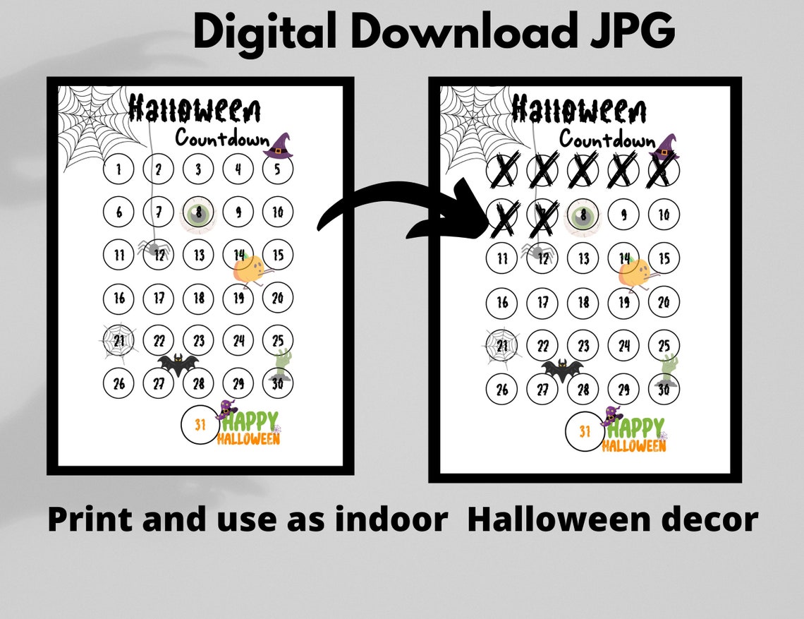Printable Halloween Countdown and Dry Erase Days Until Halloween Sign ...