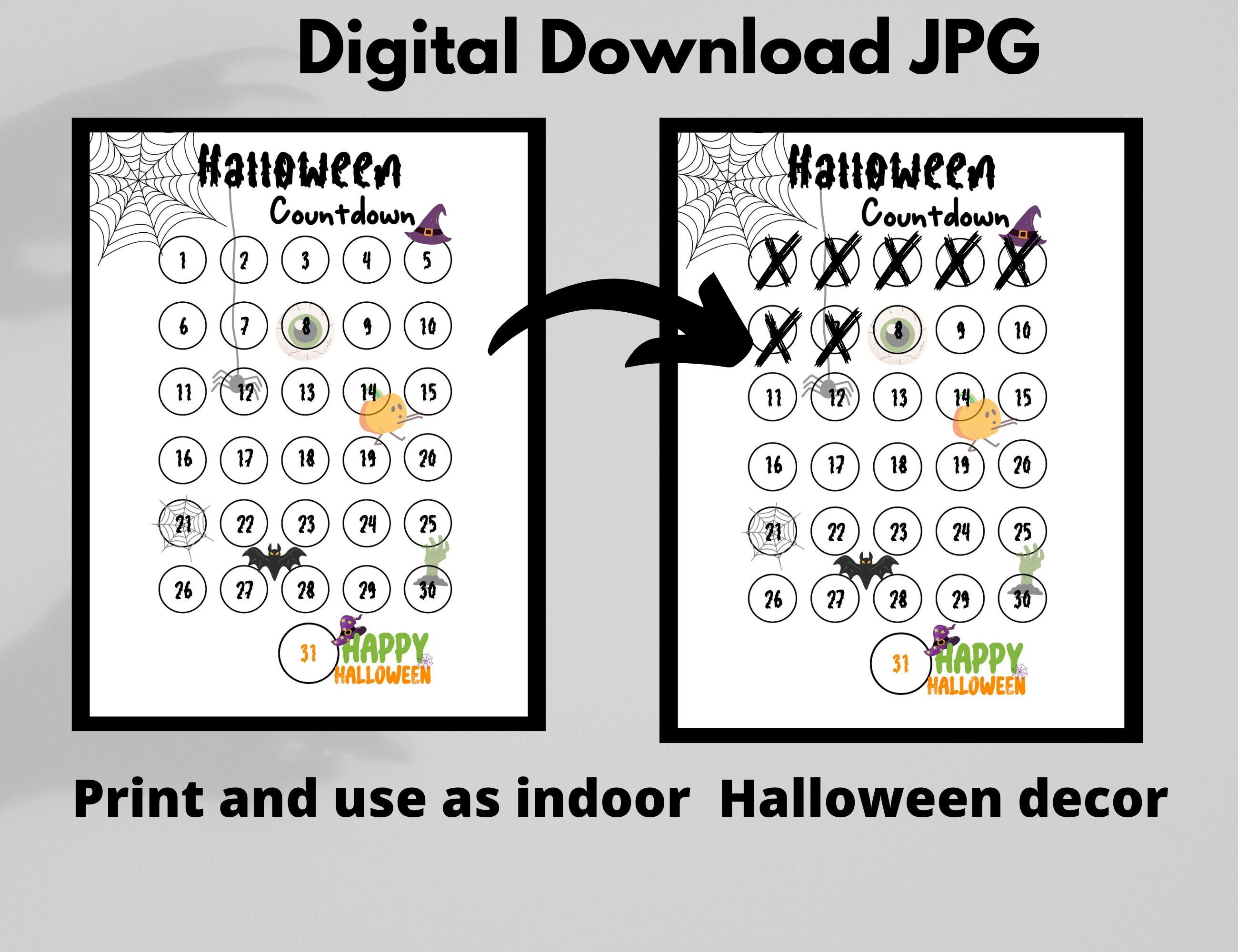Printable Halloween Countdown and Dry Erase Days Until Halloween Sign ...