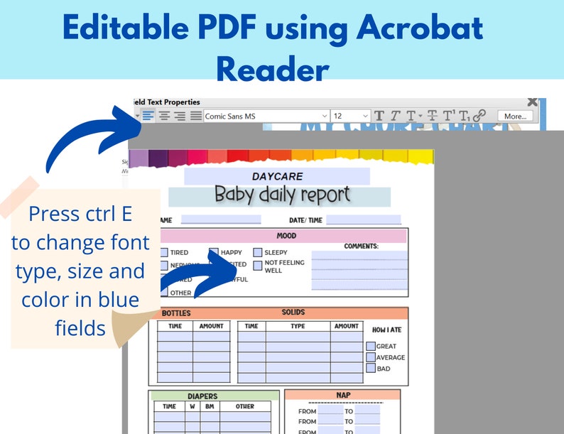 Daycare Baby Daily Report, Fillable Infant Daily Log, Baby Report Sheet ...