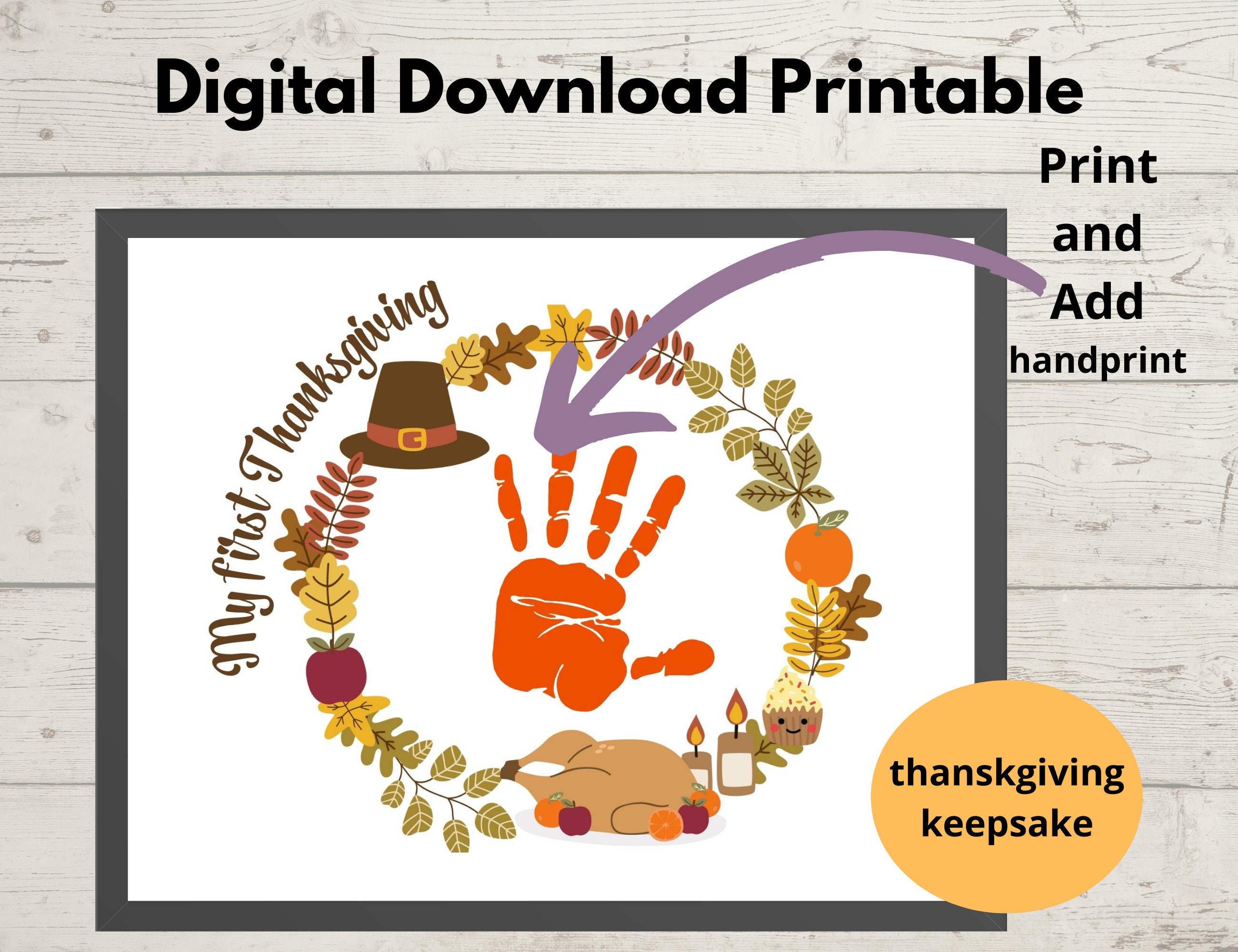 My First Thanksgiving Handprint Art Printable, Thanksgiving Activity ...
