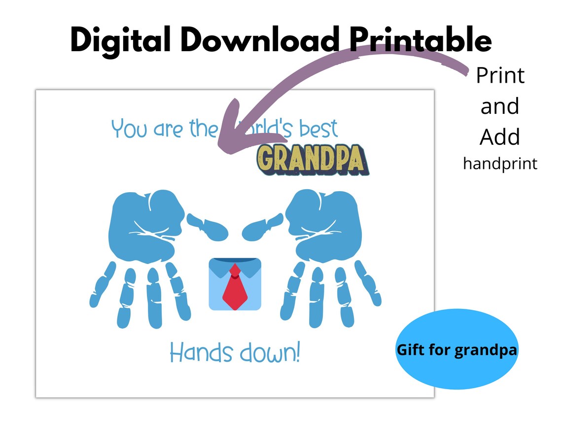 Grandparents Day Handprint Grandpa Handprint Craft Gift, Grandfather ...