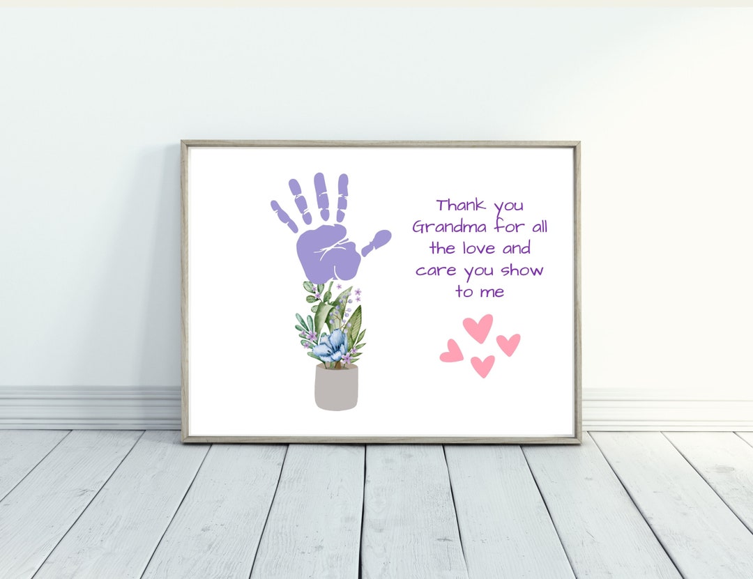Mother's Day Flower Handprint Art, I Love You Grandma Printable Gift ...