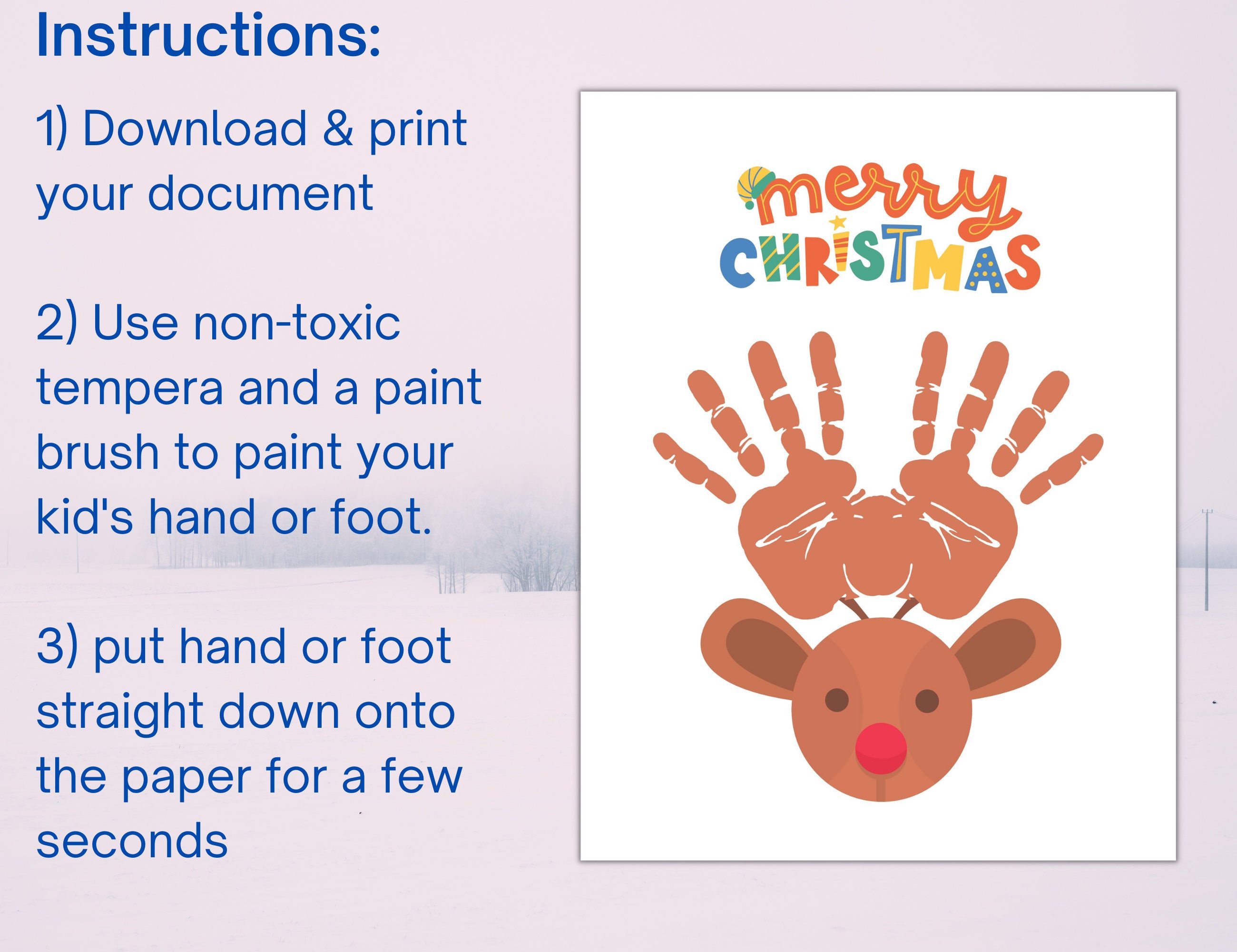 Christmas Handprint Craft Printable Keepsake, Christmas Handprint Art ...