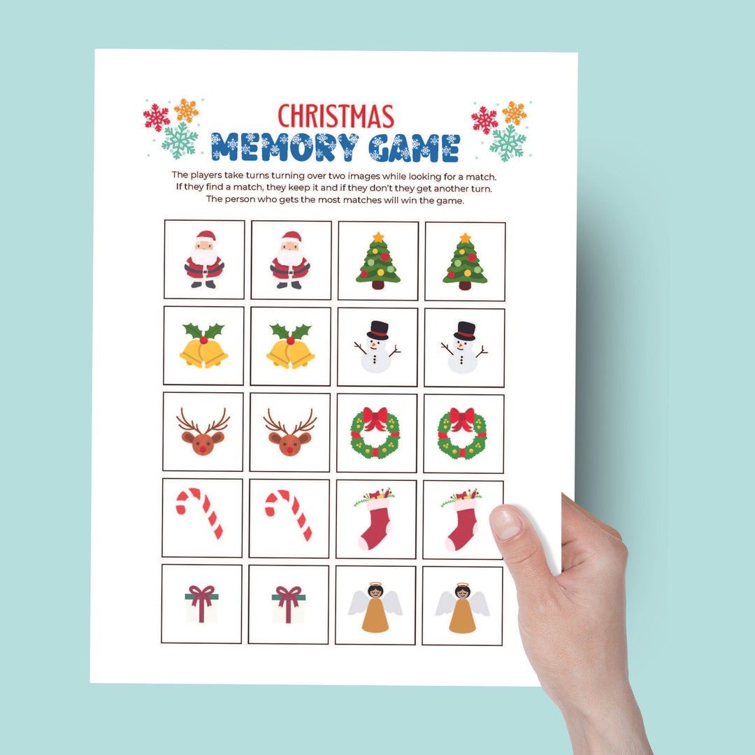 Christmas Memory Game, Matching Game for Kids, Holiday Printable Game ...