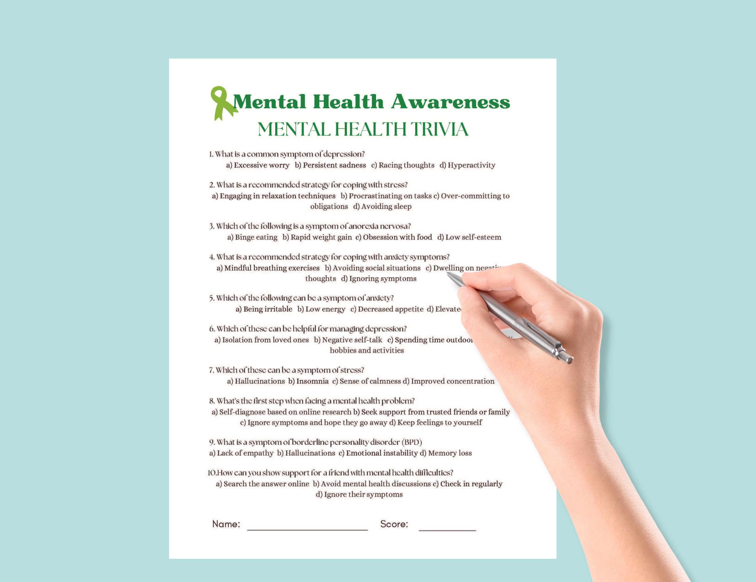 Mental Health Awareness, Mental Health Bundle Activity, Office Mental ...