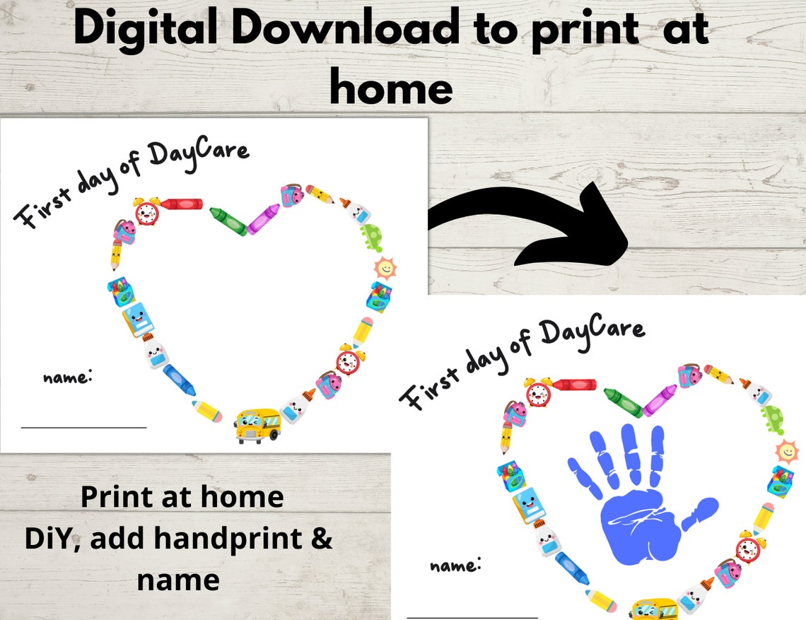 My First Day of Daycare Handprint Art Printable Back to - Etsy