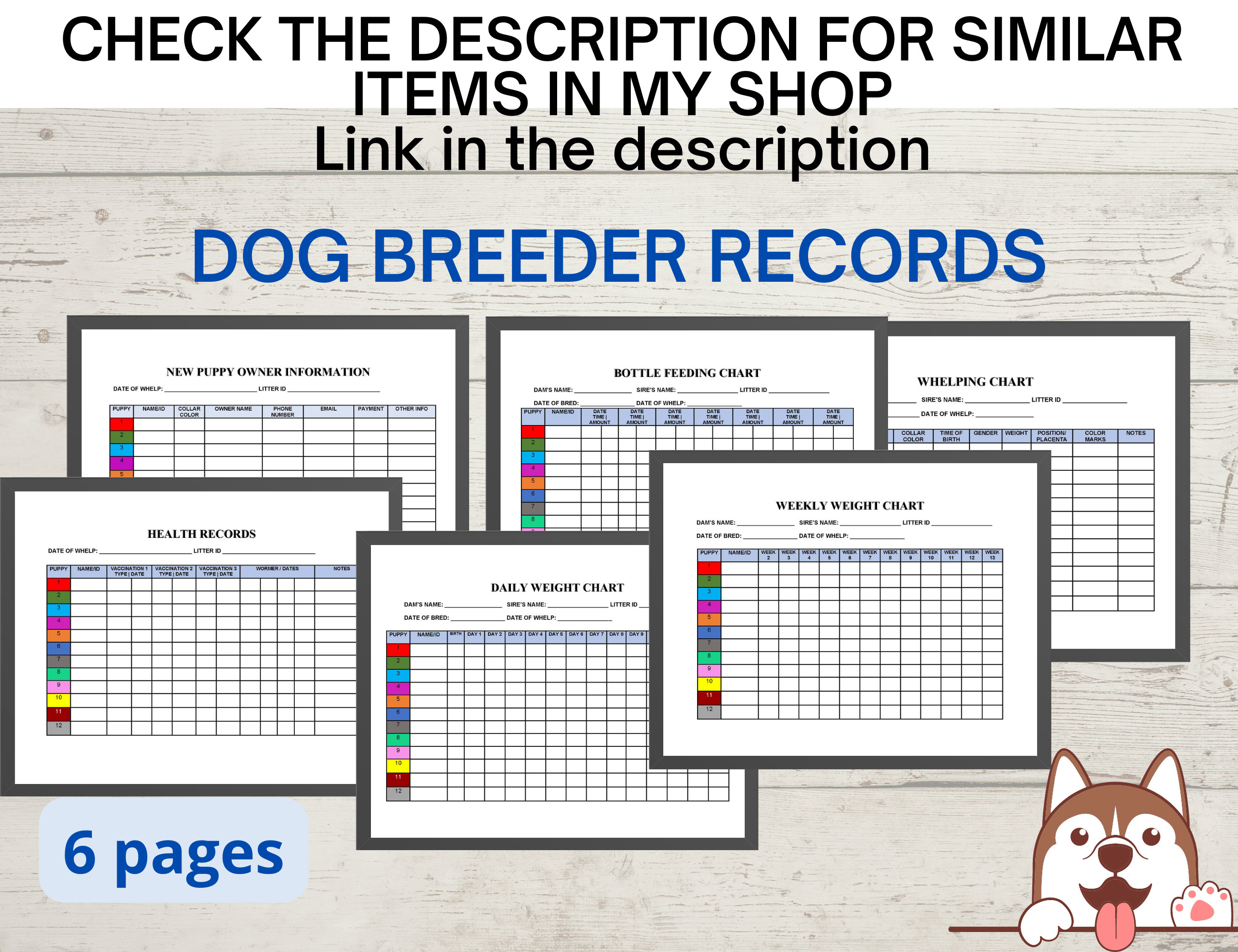 Whelping Chart Editable Whelping Record Puppy Whelping. - Etsy Canada
