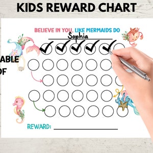 Mermaid Reward Chart for Kids Printable, Mermaid Behavior Chart, Kids ...