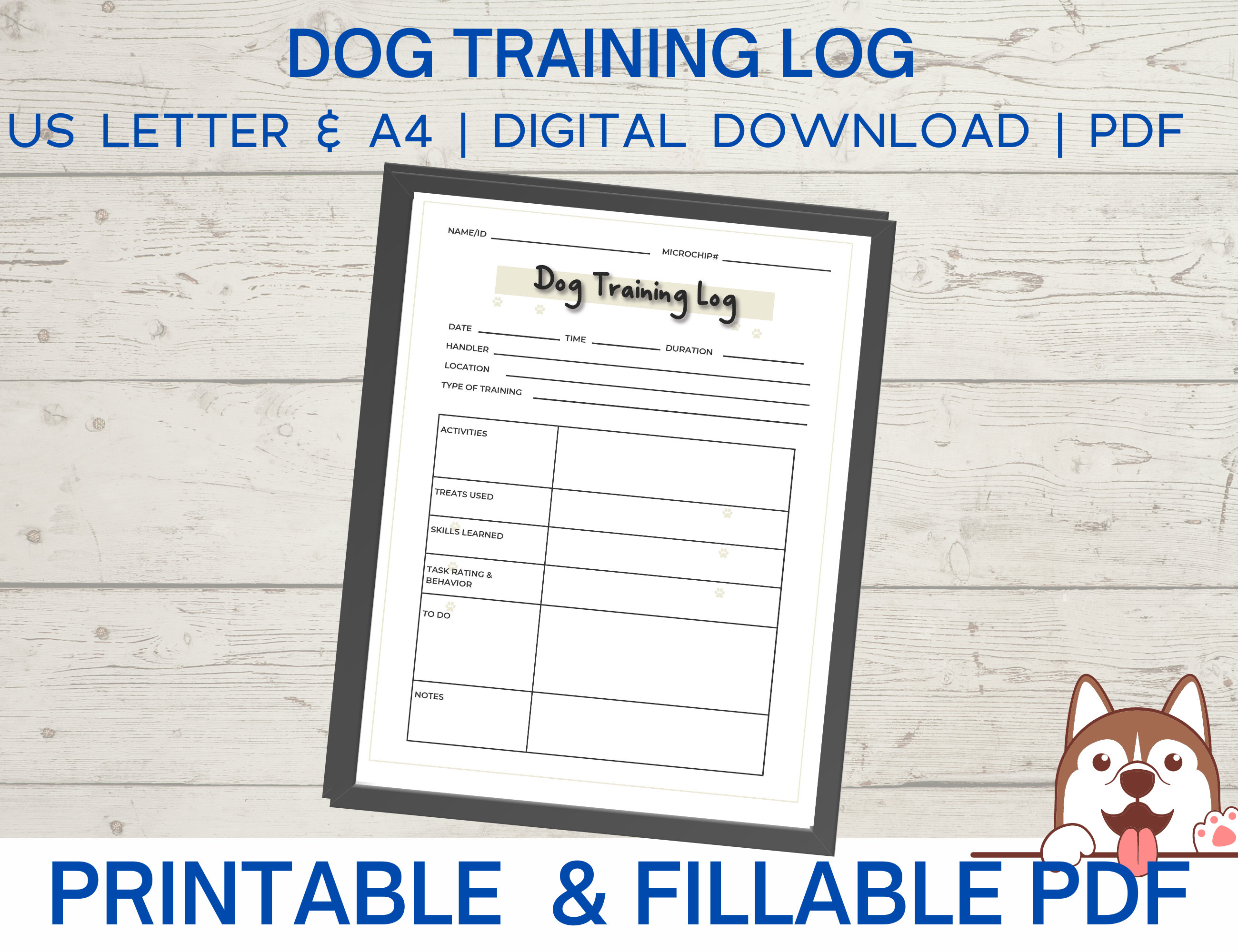 Dog Training Log Printable, Dog Training Journal, Puppy Training Log ...