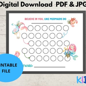 Mermaid Reward Chart for Kids Printable, Mermaid Behavior Chart, Kids ...