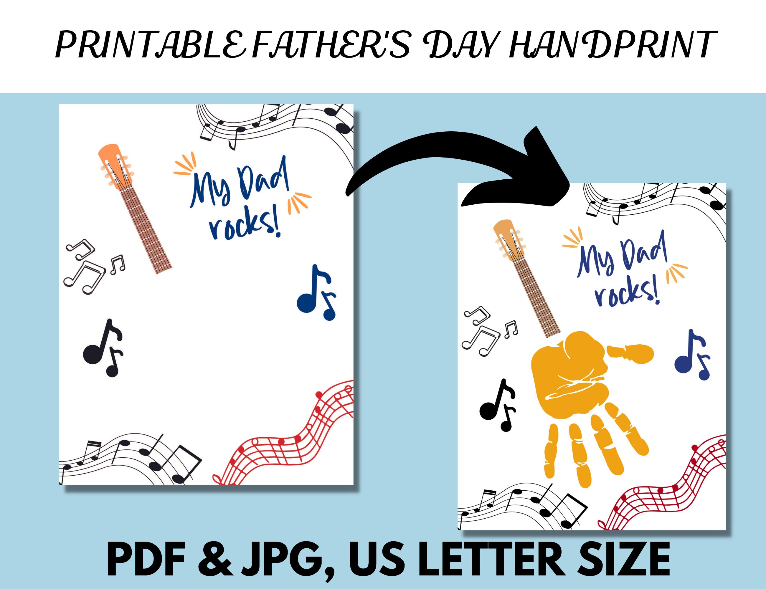 Father's Day Handprint Keepsake Printable PDF and JPG Files - Etsy