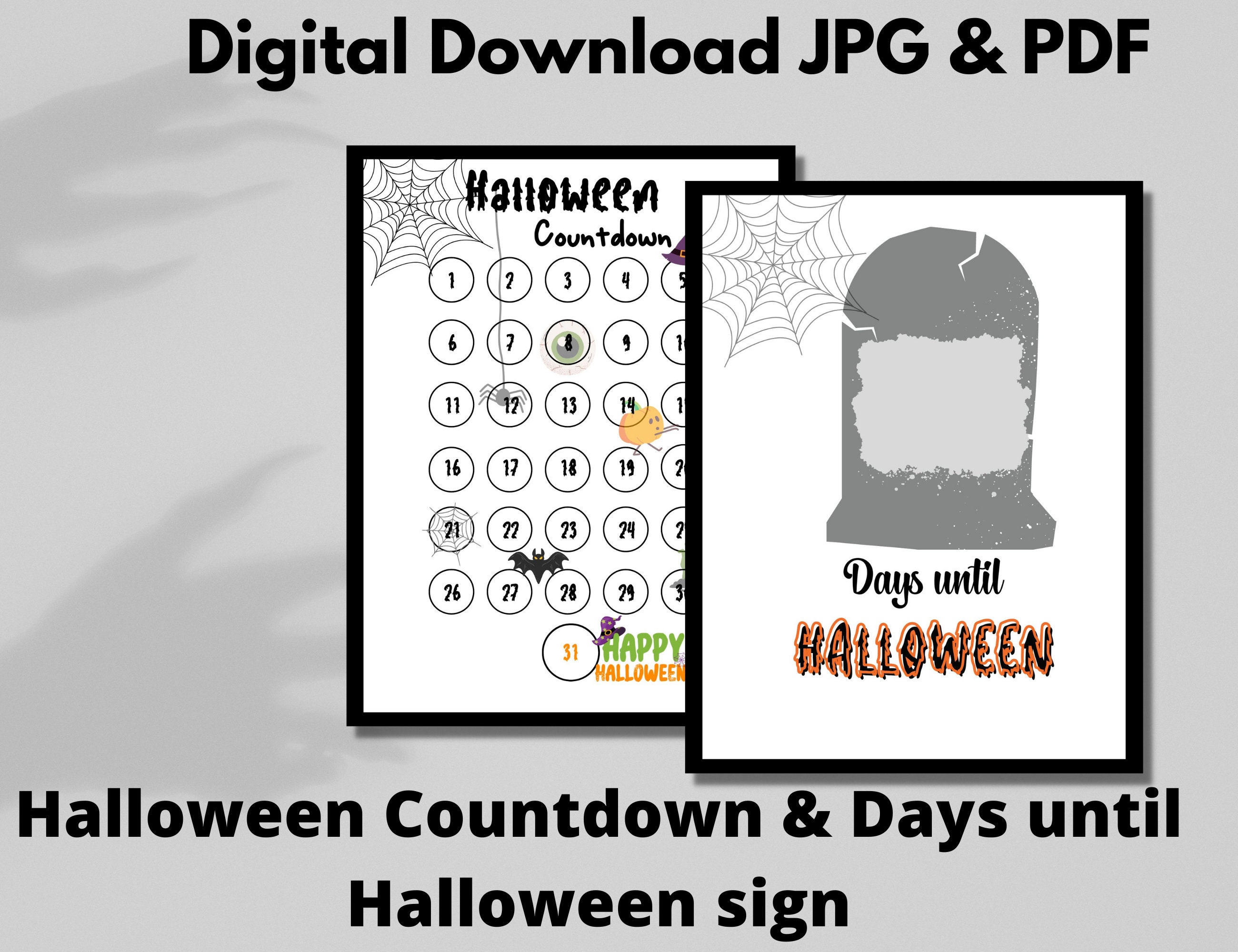 Printable Halloween Countdown and Dry Erase Days Until Halloween Sign ...