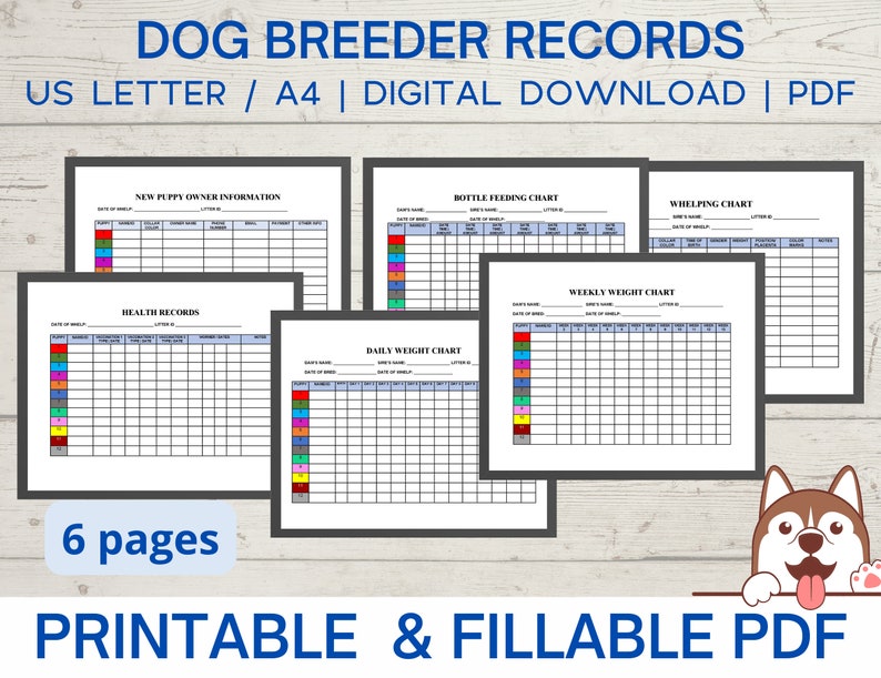 Dog Breeder Records, Dog Breeder Charts, Whelping Records, Dog Breeder ...