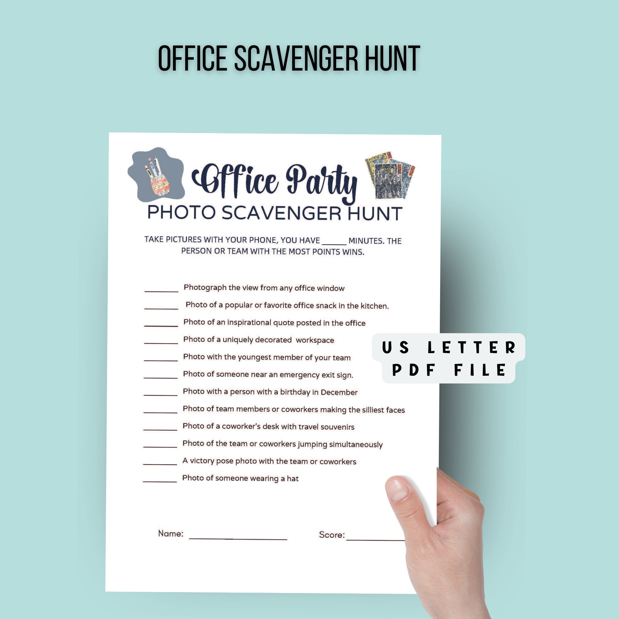 Office Scavenger Hunt Photo Scavenger Hunt For Adults Team Building Game Work Game Printable