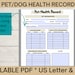 Pet Health Record Printable for New Puppy, Dog or Cat, Pet Health ...