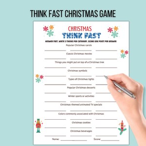 Think Fast Christmas Game, Christmas Party Game, Team Building Game ...