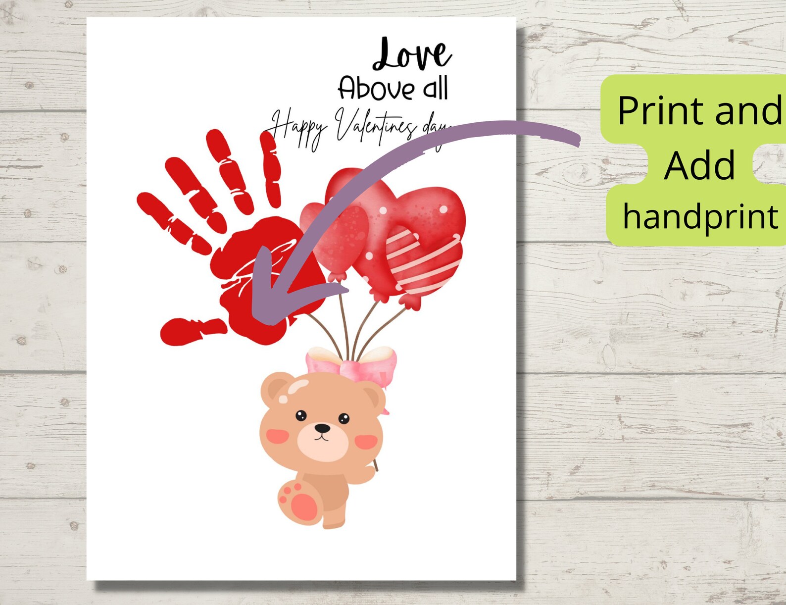 Cute Little Bear, Love Above All, Valentine's Day Handprint or ...