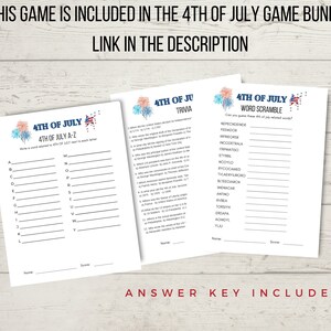 4th of July Trivia Game Printable, Party or School Fourth of July ...