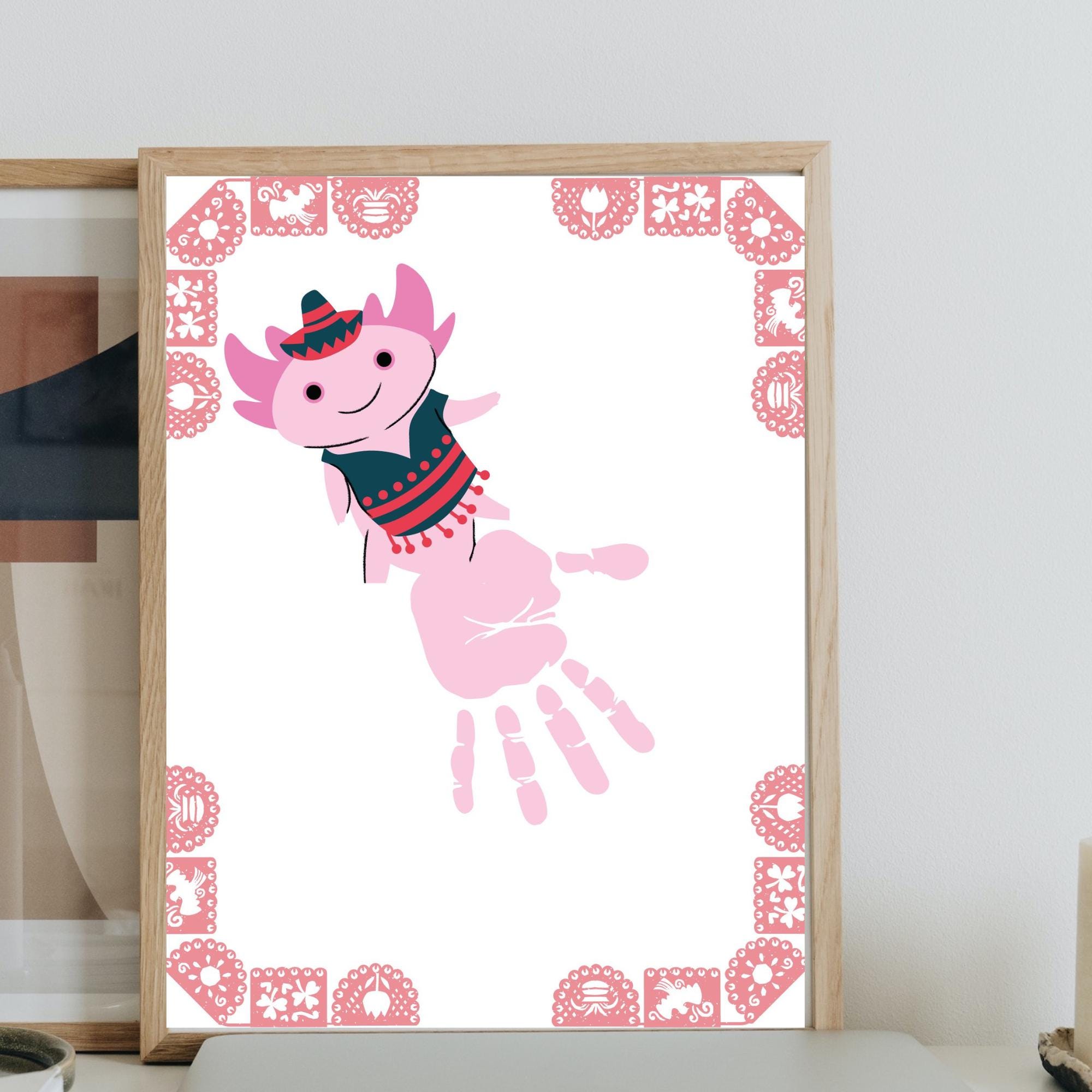 Axolotl With Sombrero Handprint or Footprint Craft, Hispanic Heritage ...