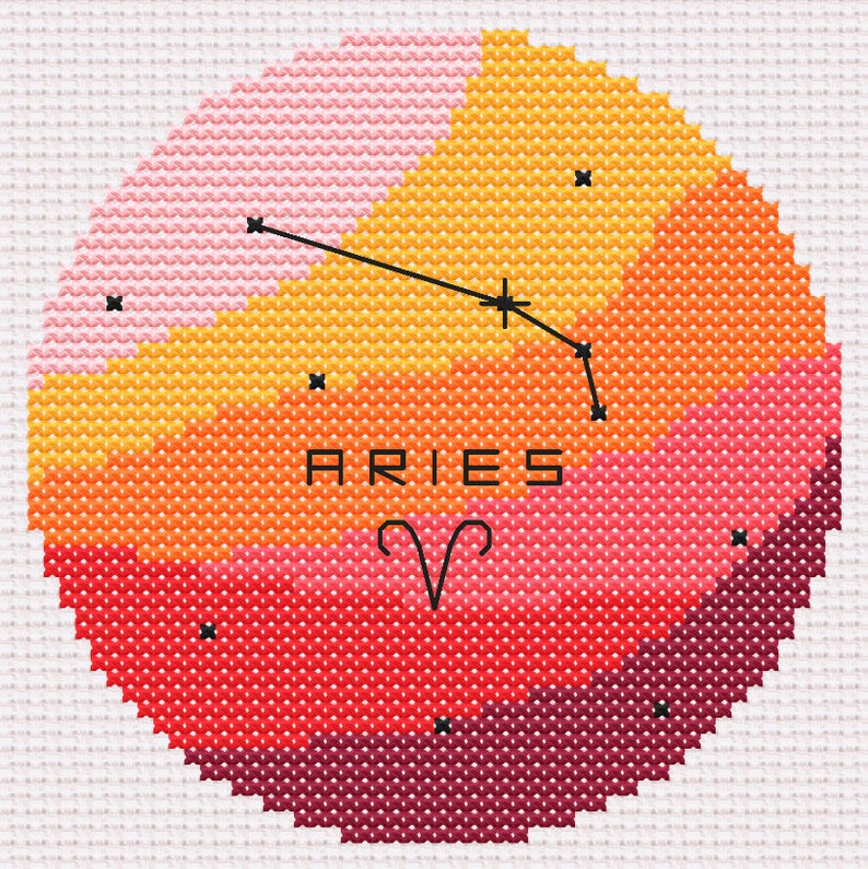Aries Zodiac Constellation Cross Stitch Pattern - Digital PDF Download ...