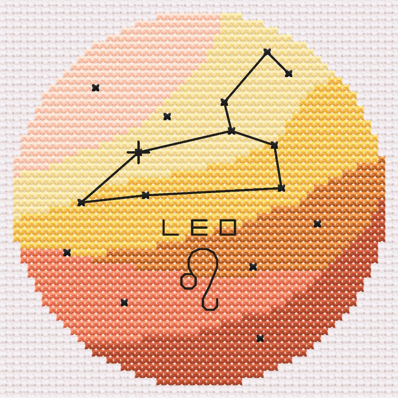 Leo Zodiac Constellation Cross Stitch Pattern - Digital PDF Download - Etsy