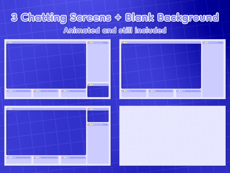 Animated Twitch Overlay Stream Package W/ Panels, Labels, Just Chatting Screens, Alerts, Facecam ...
