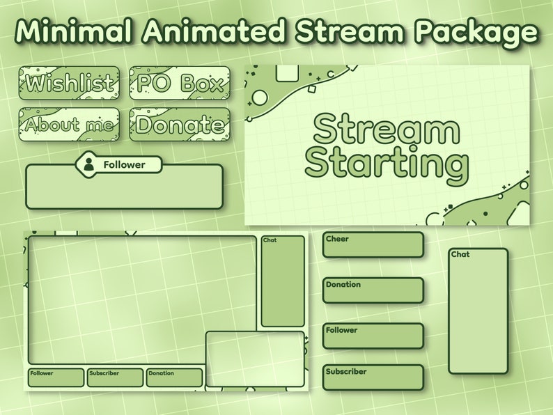 Cute Animated Twitch Overlay Stream Package W/ Panels, Labels, Just ...