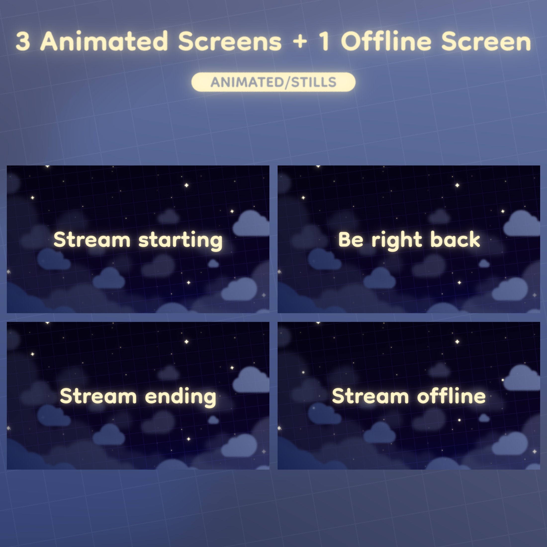 Cute Animated Twitch Overlay Stream Package W/ Panels, Labels, Just ...