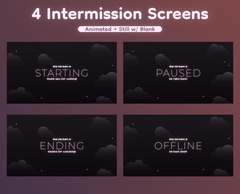 Cute Minimal Animated Twitch Overlay Stream Package W/ Panels, Labels ...