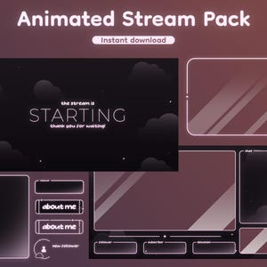 Cute Minimal Animated Twitch Overlay Stream Package W/ Panels, Labels ...