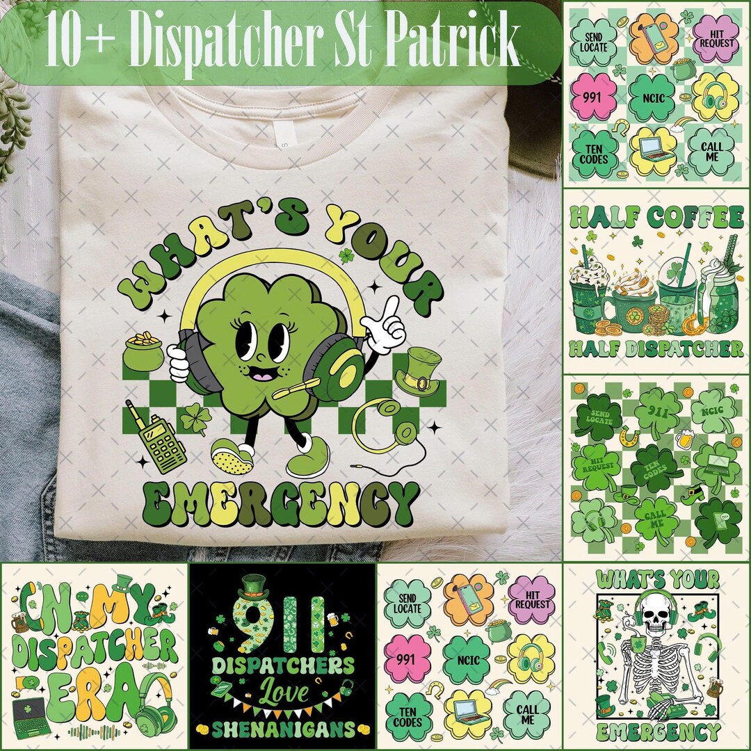 10 Dispatcher St Patricks Day Bundle Png, Dispatcher St. Patrick's Day ...