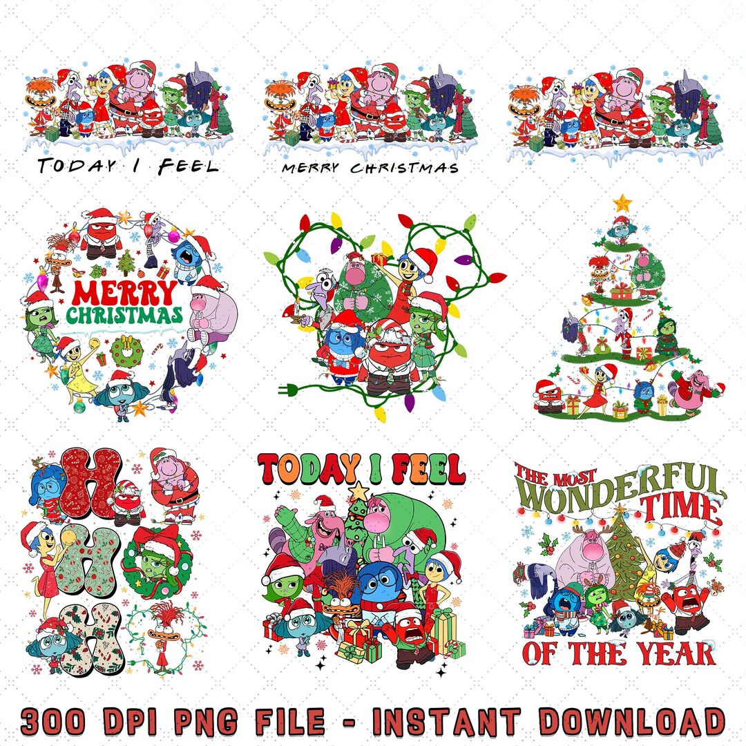 Paquete de personajes de Inside Out 2 en formato PNG para Navidad ...
