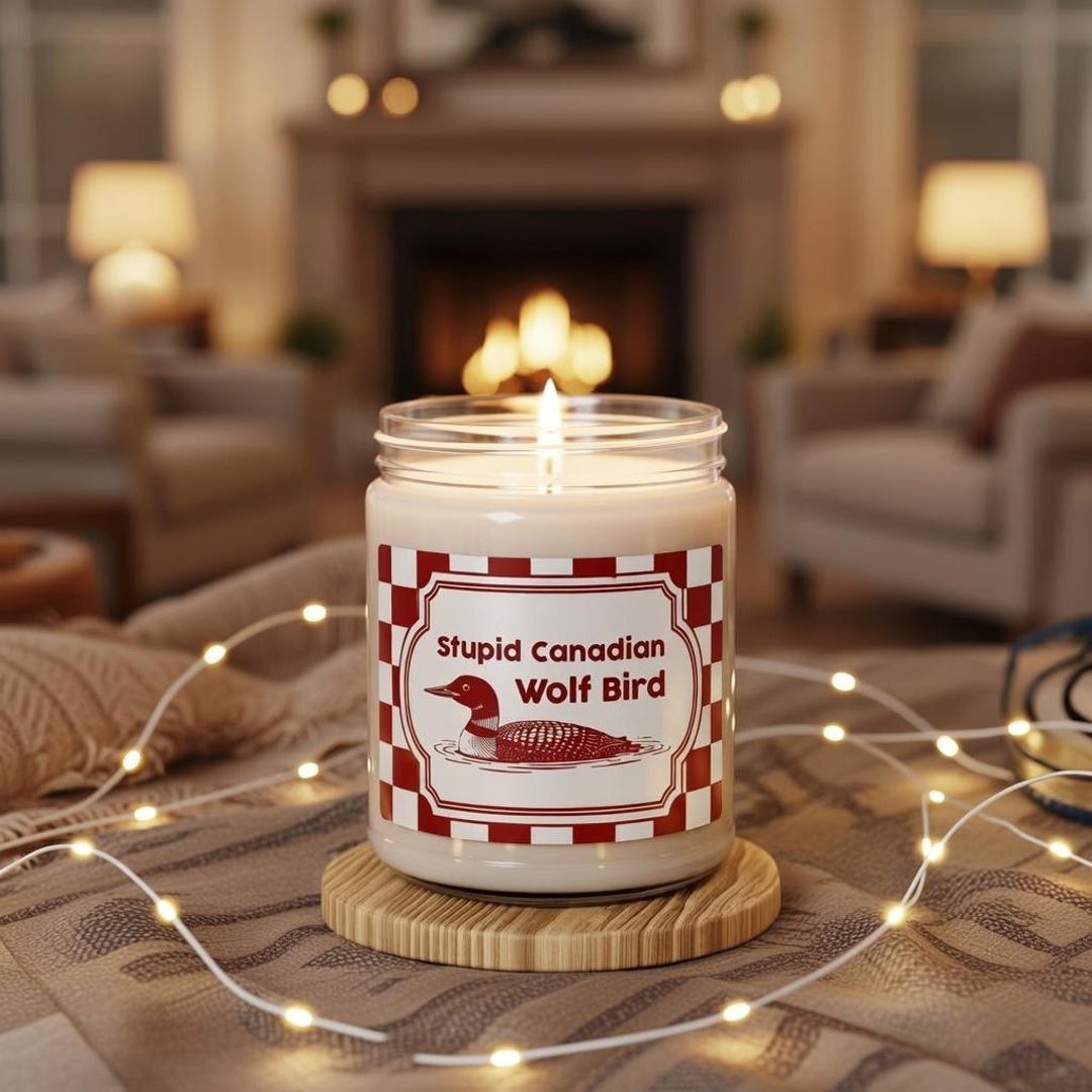 Stupid Canadian Wolf Bird Candle, I'm Coming to the Cottage - Etsy