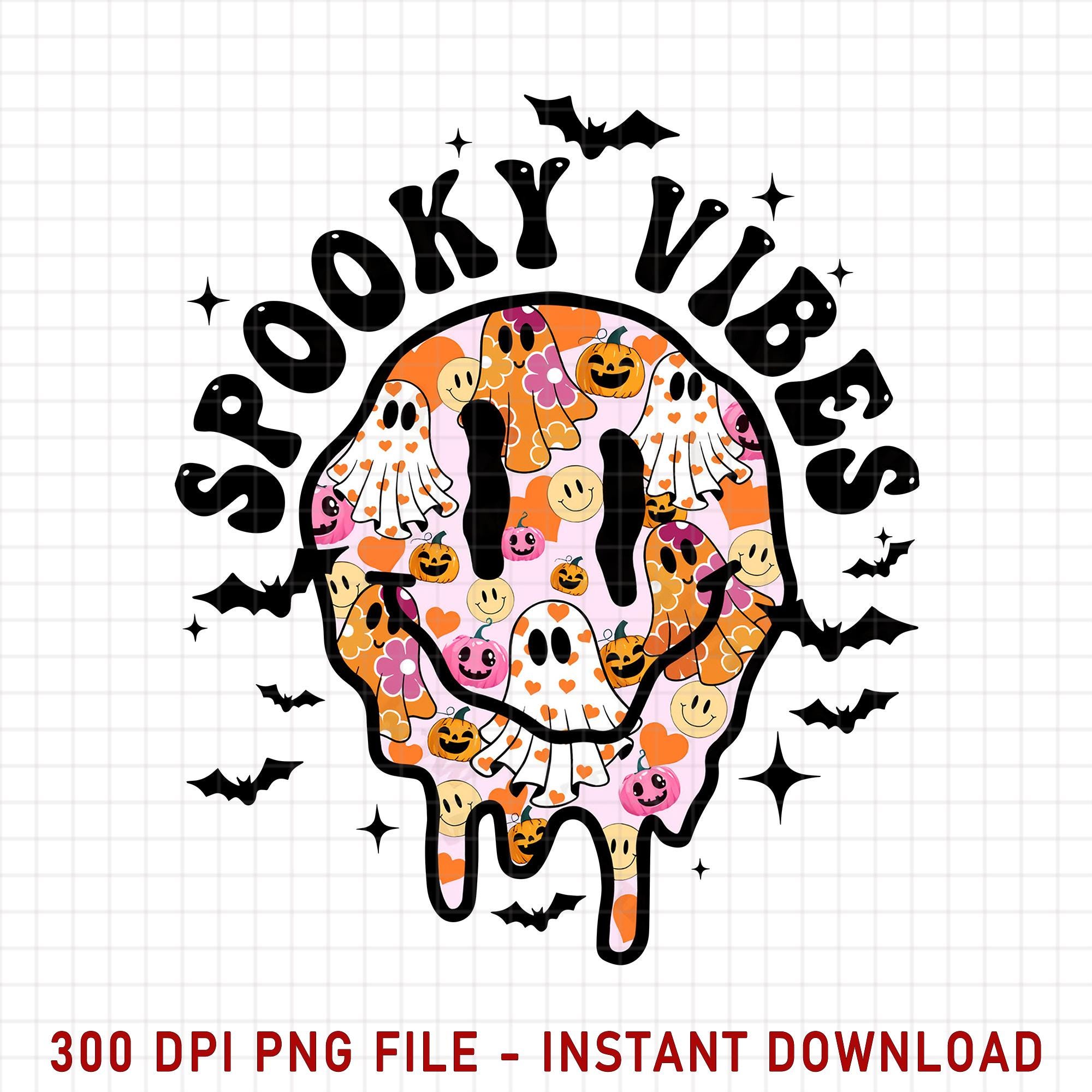 Spooky Vibes Smiley Face Melting PNG, Halloween Coquette Ghost PNG ...