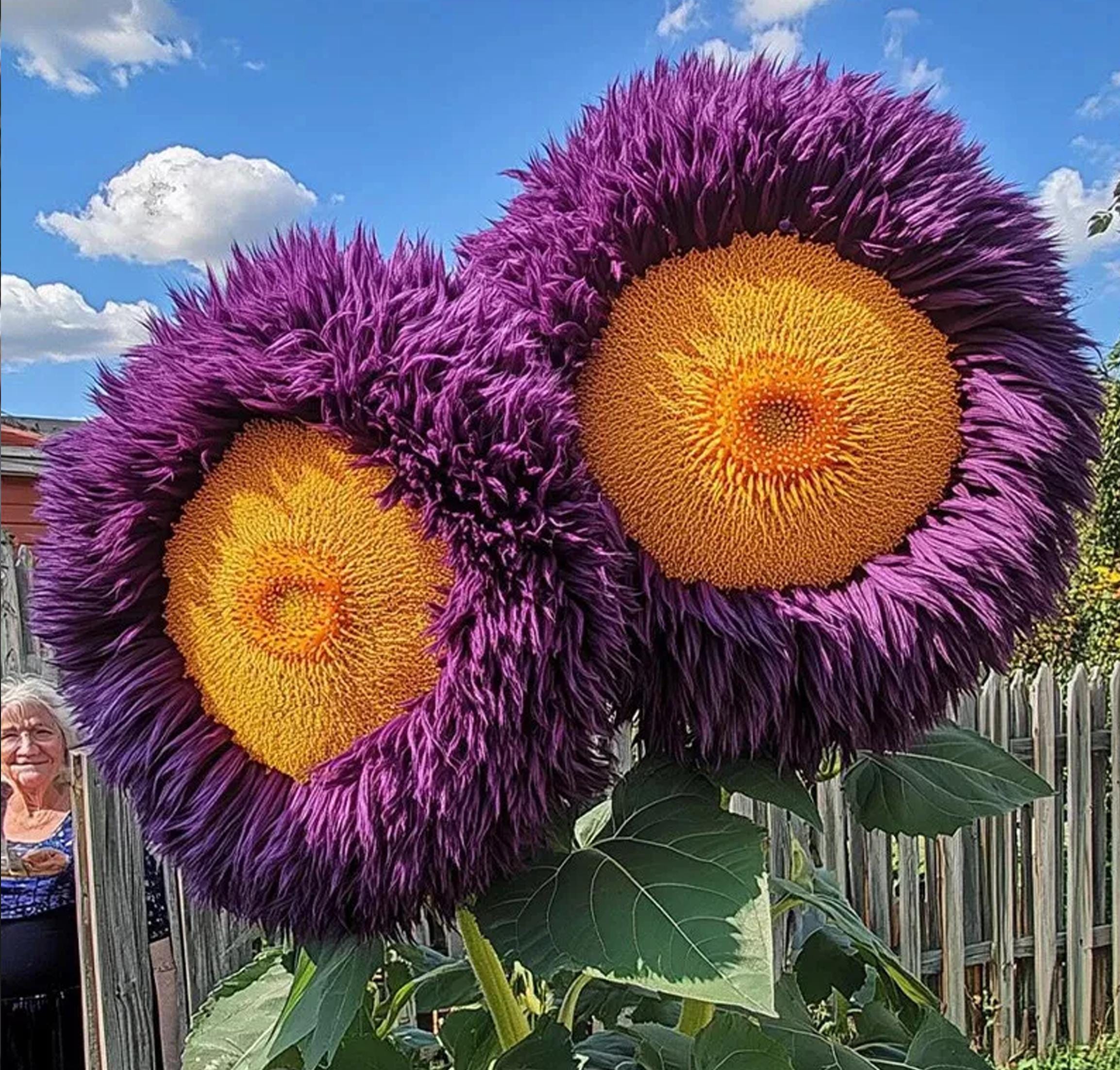 50+ Seeds | Rare Yellow & Purple Giant Teddy Bear Sunflower – Fluffy ...