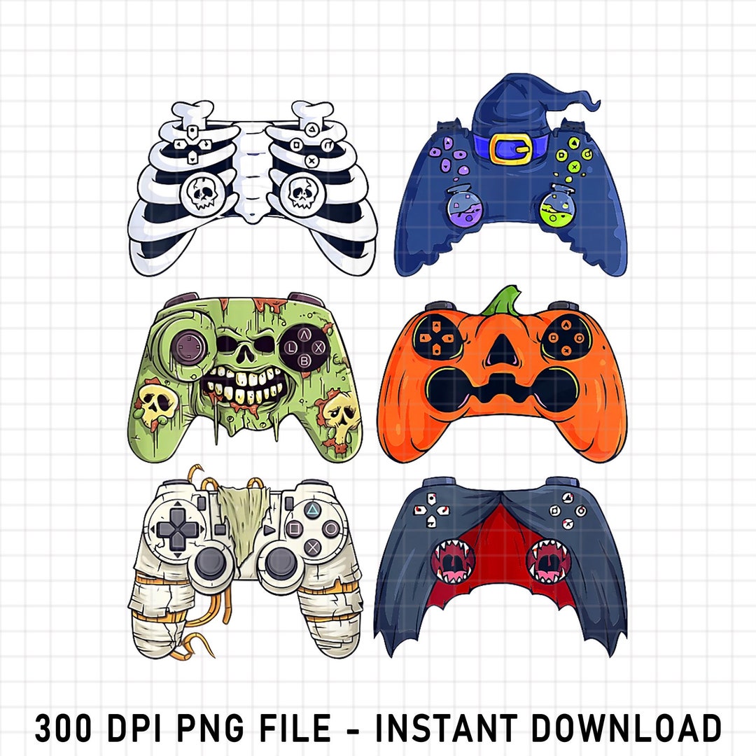 Halloween Gaming Controllers PNG, Skull Skeleton Zombie Mummy Gamer ...