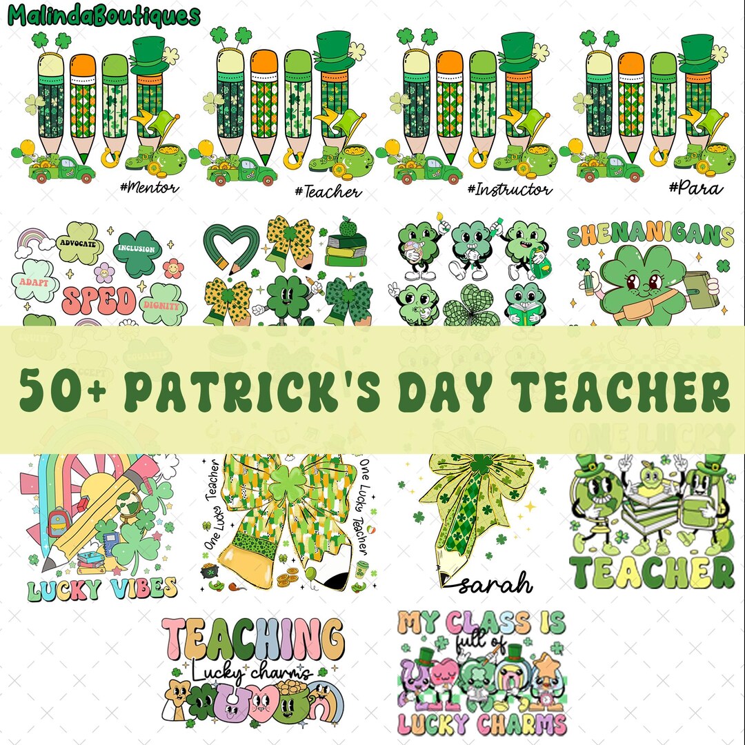 50+ Teacher St Patrick Png Bundle, Lucky Teacher Png, St Patrick ...