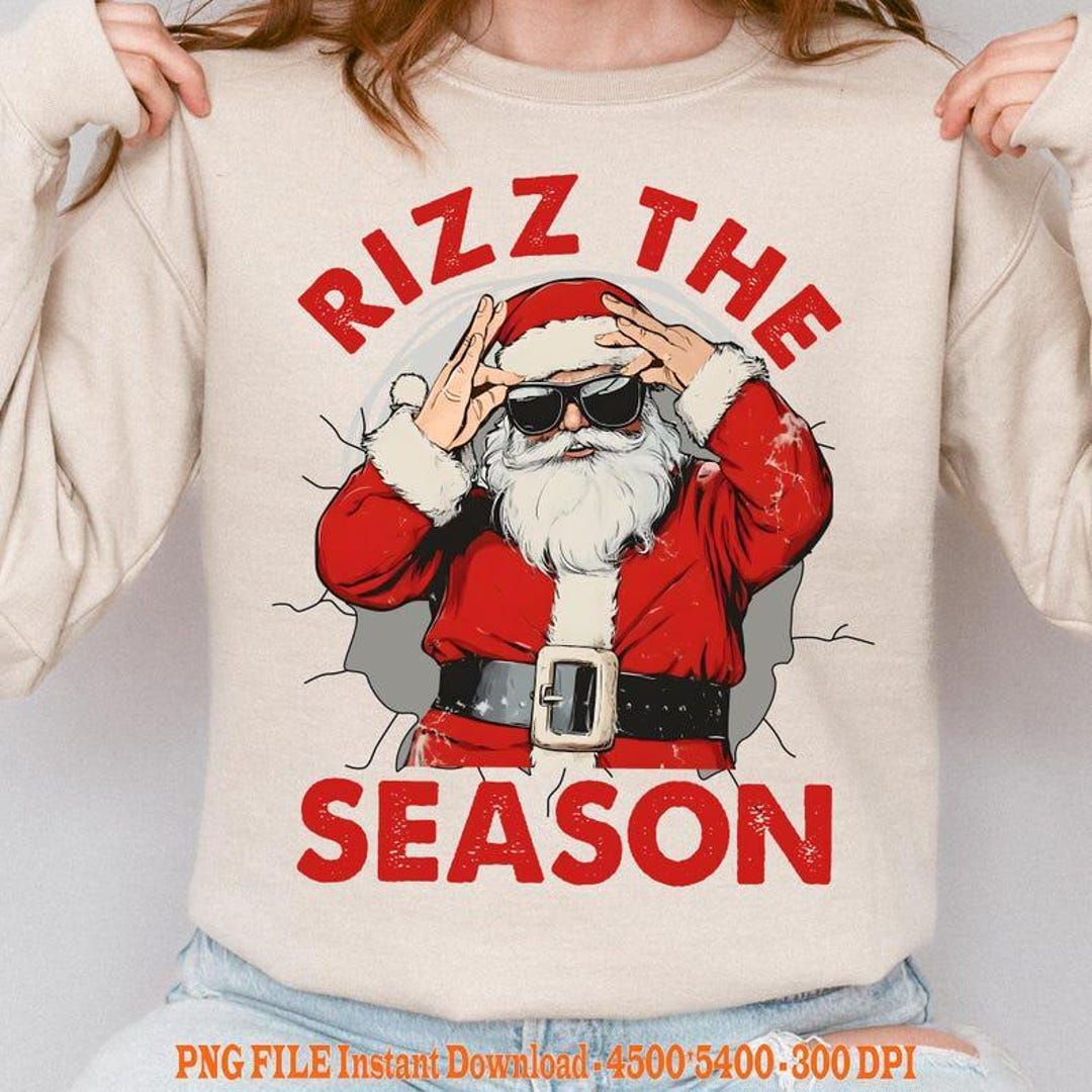 Punk Rock Retro Rizz the Season Funny Santa Clause Rizzler Png, Funny ...