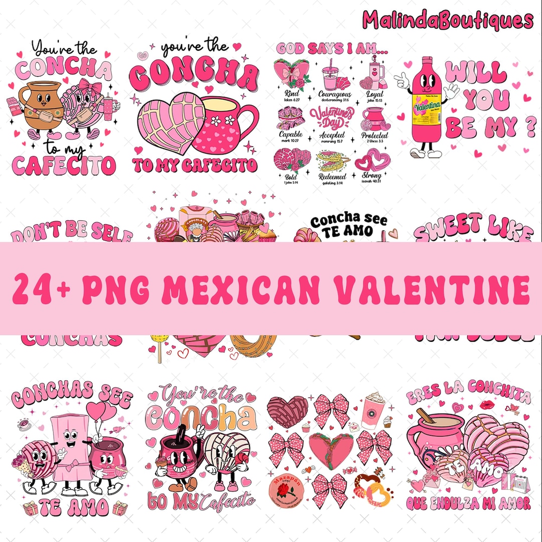 24 Mexican Valentine Png Bundle, Concha Valentine's, Conchas Pan Dulce ...