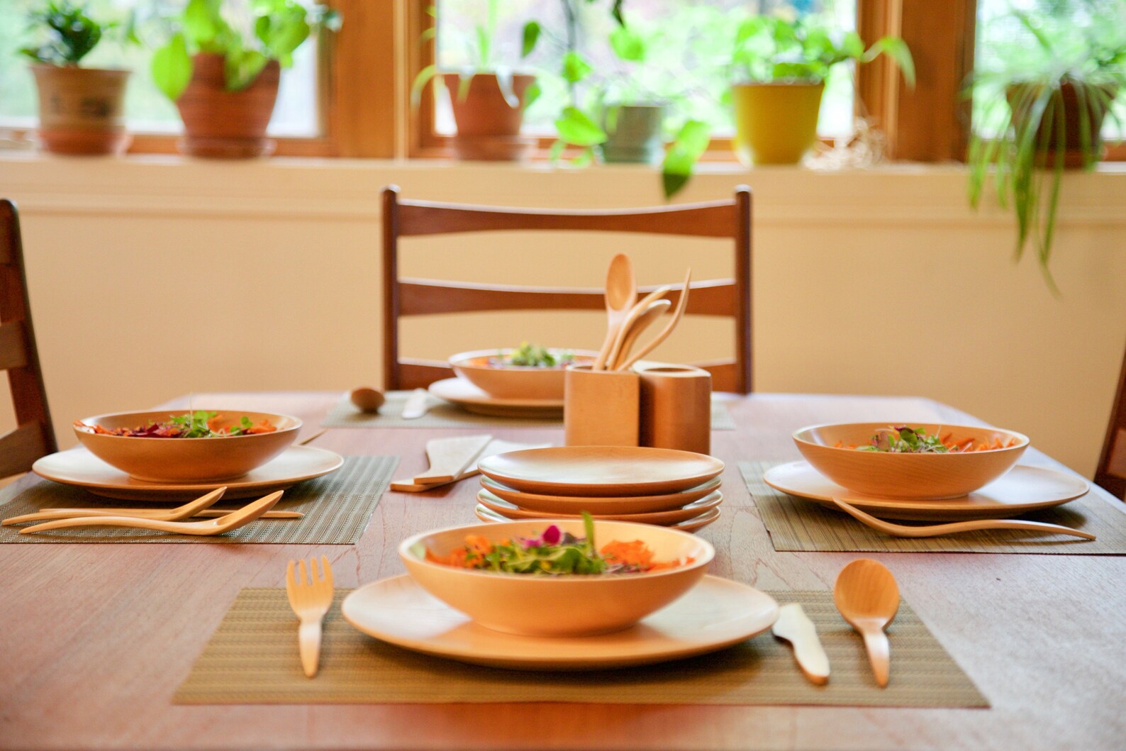 Complete Maple Wood Dinnerware Set - Etsy