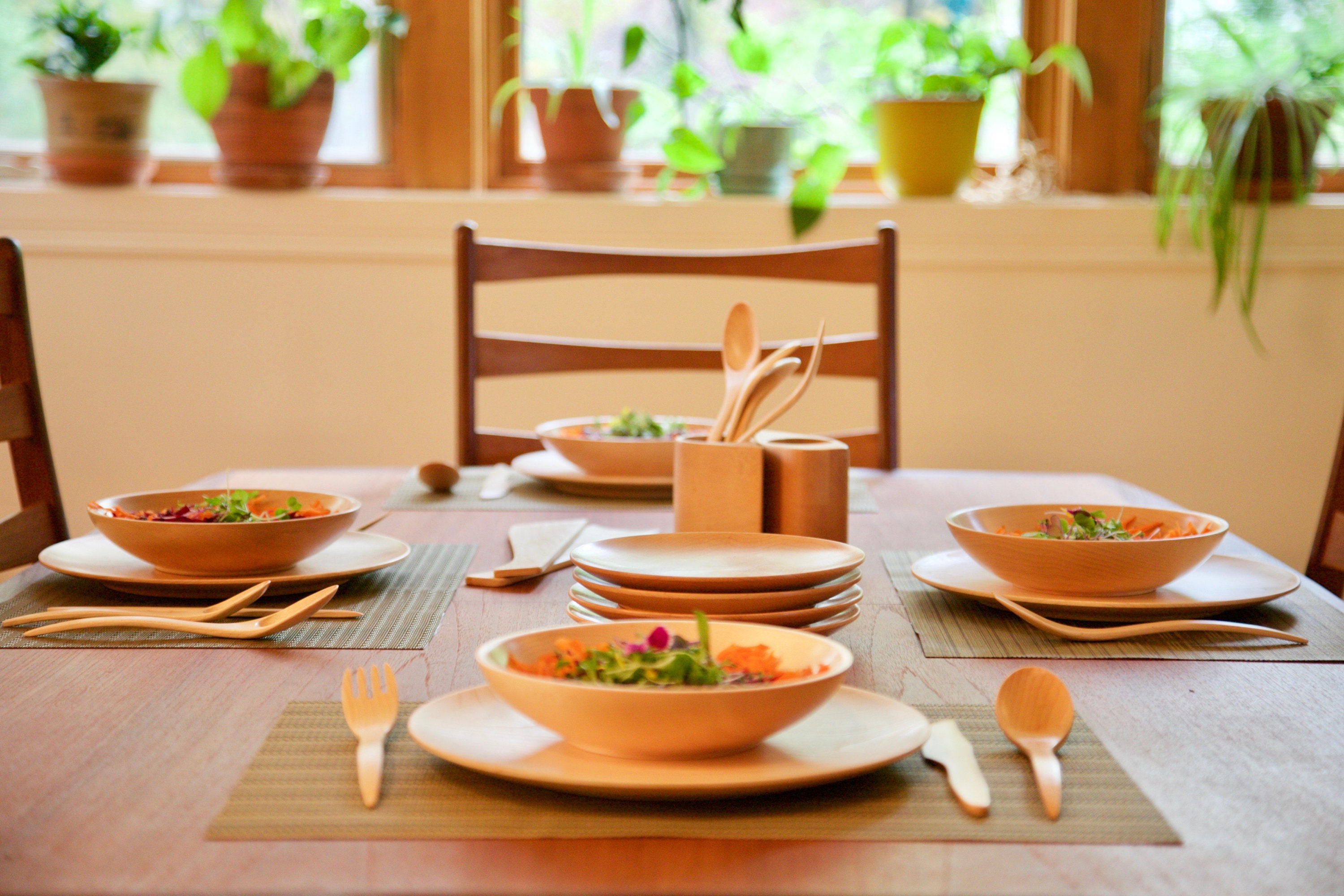 Complete Maple Wood Dinnerware Set - Etsy