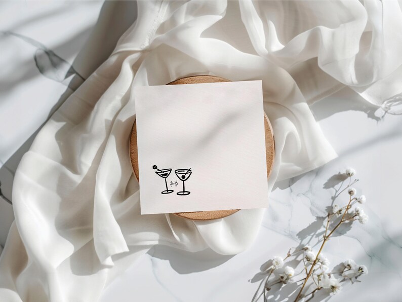 Martini Glass Napkins | Personalized Event Napkins | Monogram Cocktail ...