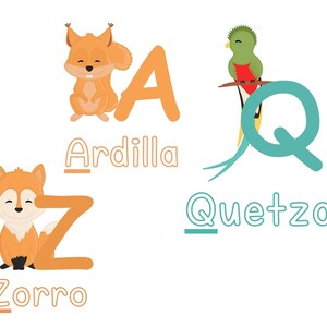 Spanish Alphabet Flashcards Printable Spanish Animal Alphabet ...