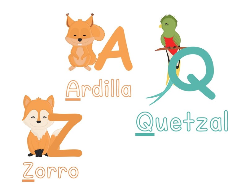 Spanish Alphabet Flashcards Printable Spanish Animal Alphabet ...