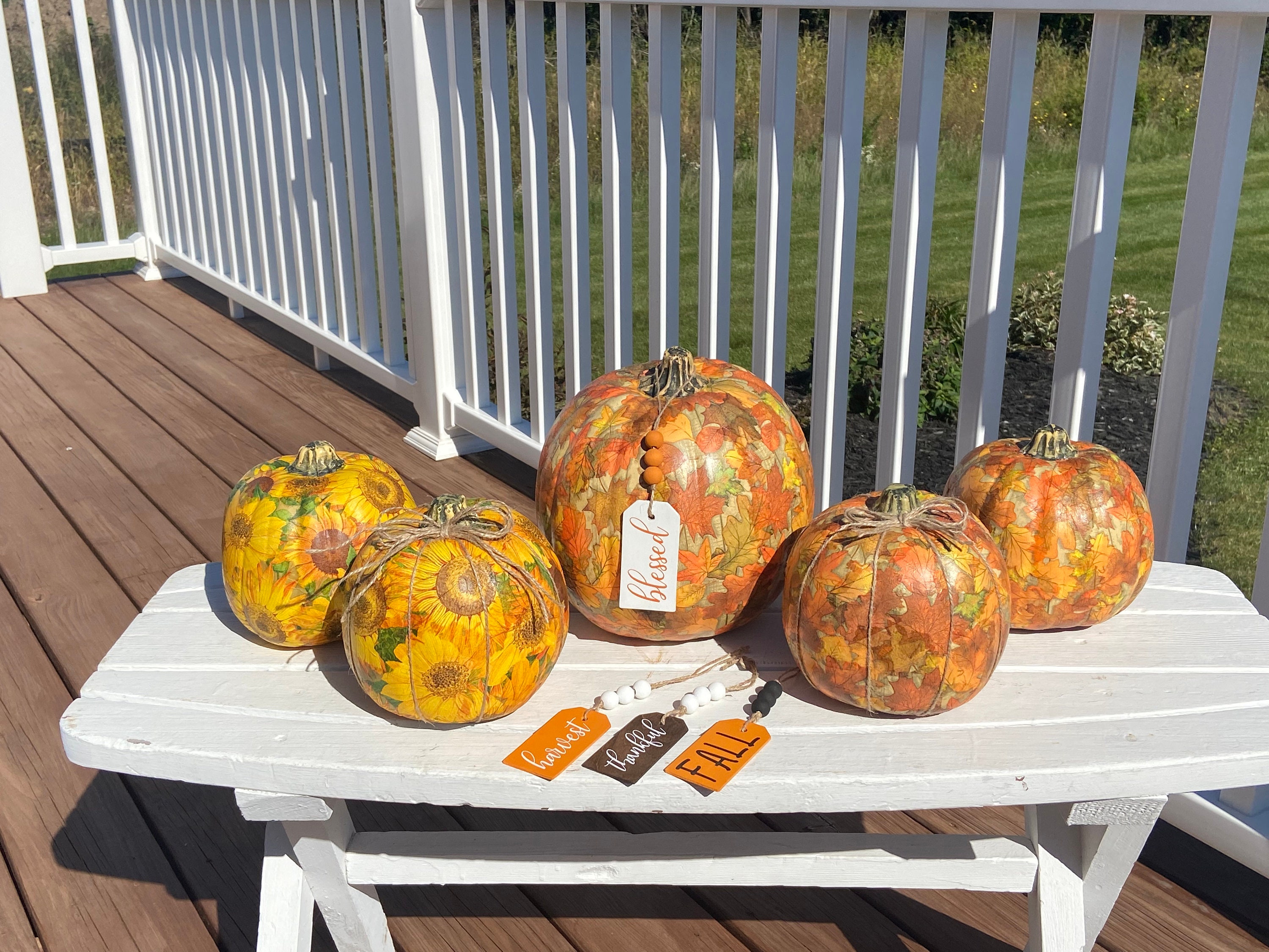 Pumpkin Tabletop or Porch Décor 9 Fall Leaves Theme - Etsy
