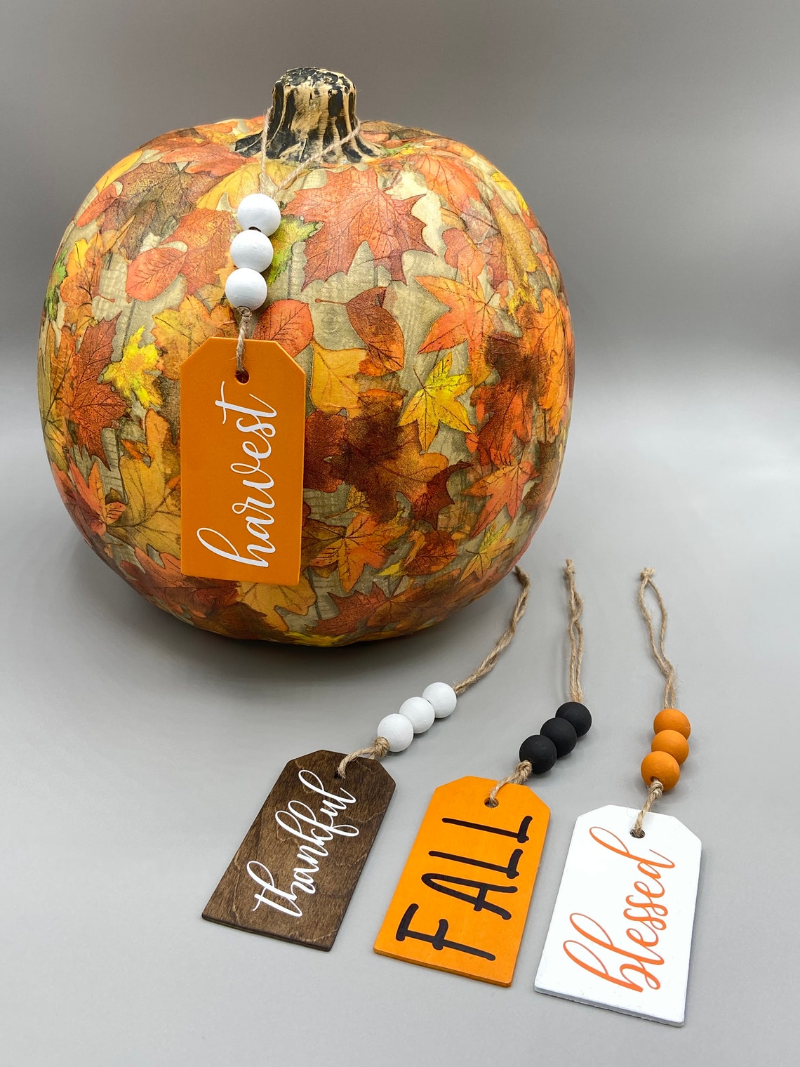 Pumpkin Tabletop or Porch Décor 9 Fall Leaves Theme - Etsy