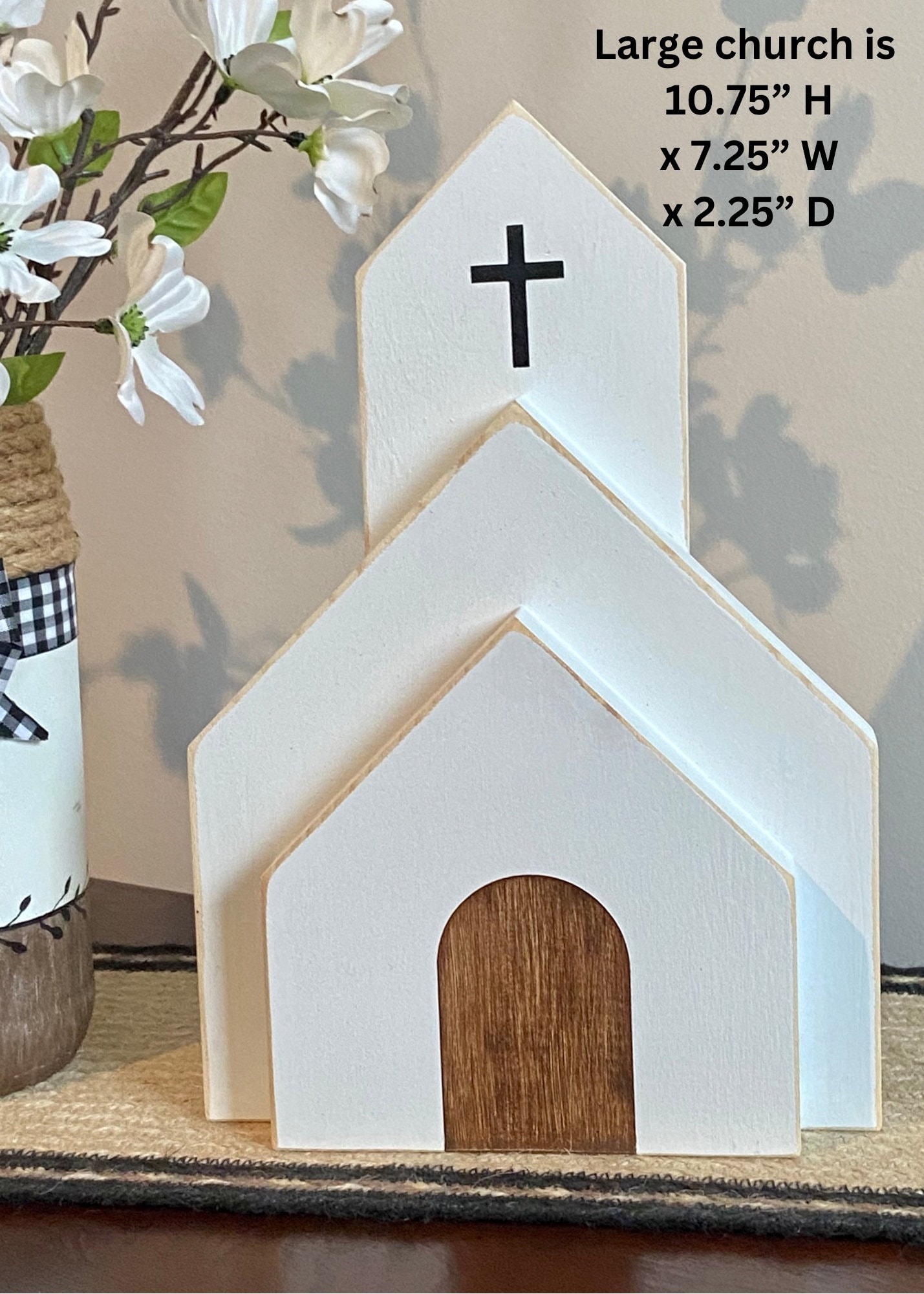 Distressed White Wood Church, Farmhouse Easter Decor, Handmade ...